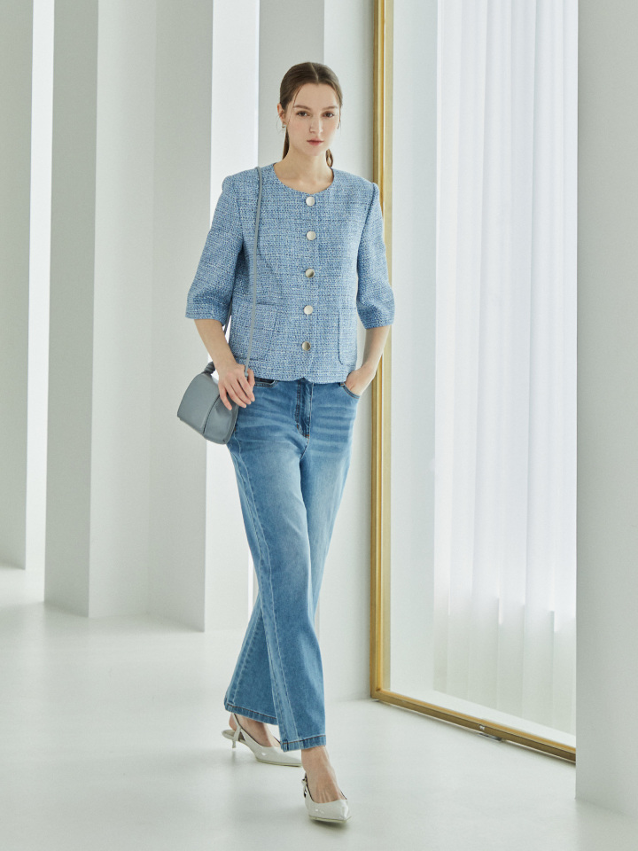 izzat baba 2025 summer 자수 와이드 데님 팬츠 blue 398000 50 % 199000